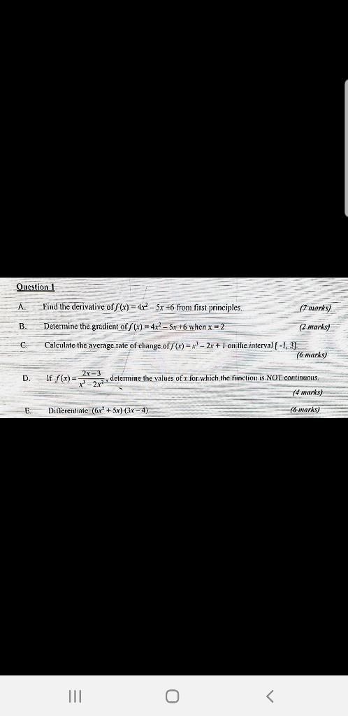 Solved A. Find the derivative of f(x)=4x2−5x+6 from first | Chegg.com