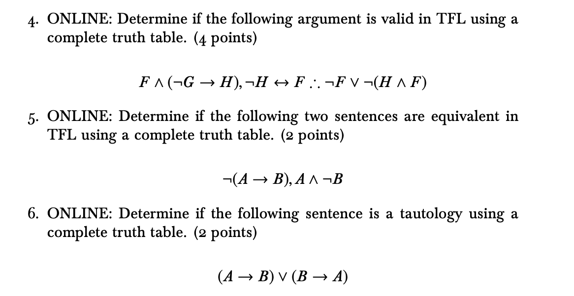 Solved 4. ONLINE: Determine if the following argument is | Chegg.com