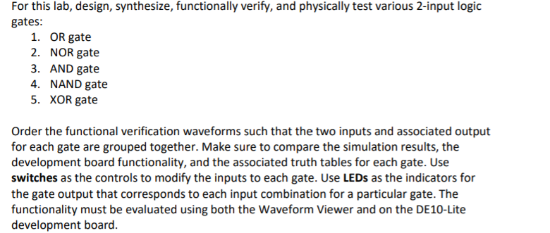 Solved For this lab, design, synthesize, functionally | Chegg.com