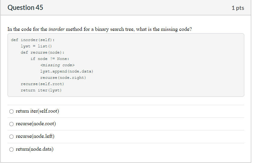 Solved Question 44 1 pts In the following code for the find | Chegg.com