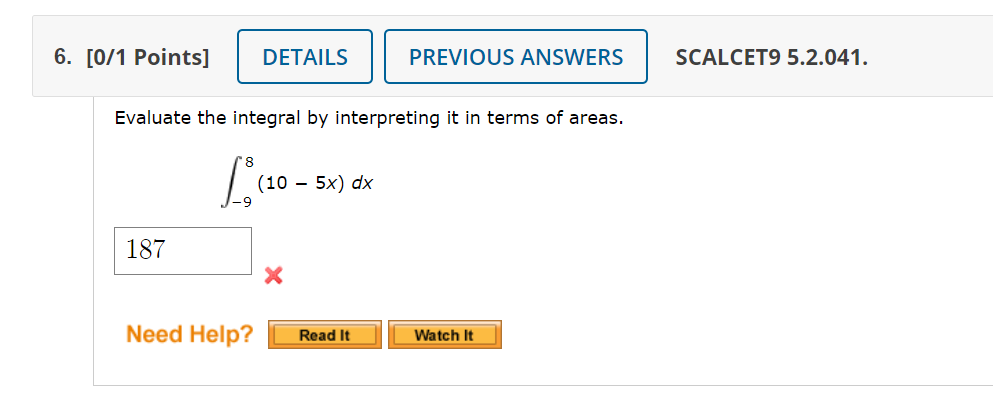 Solved 6. [0/1 Points] DETAILS PREVIOUS ANSWERS SCALCET9 | Chegg.com