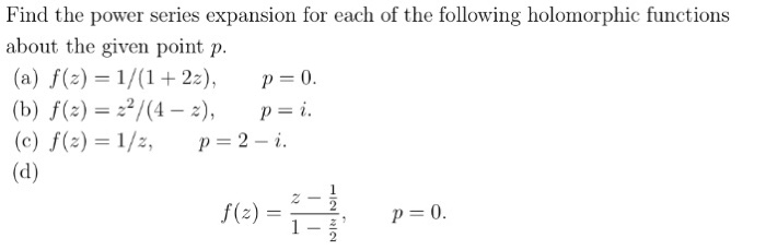Solved Find the power series expansion for each of the | Chegg.com