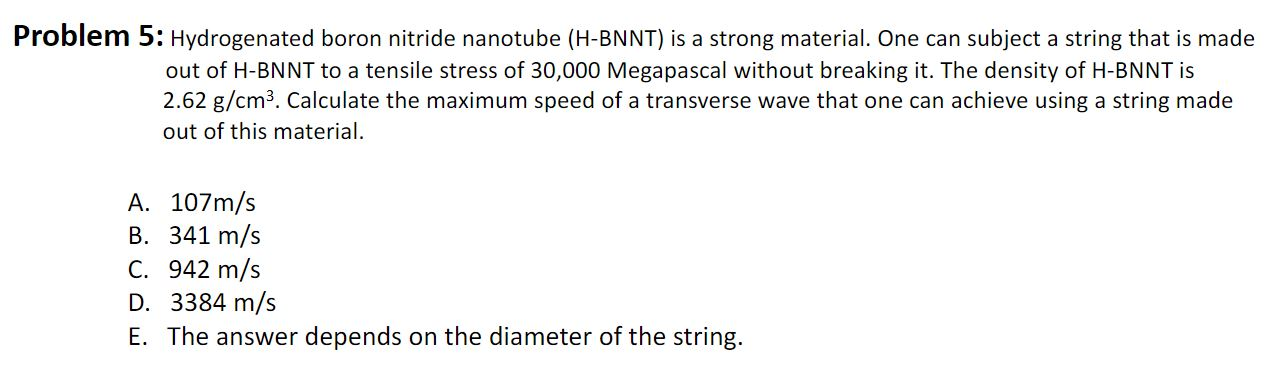 Solved Problem 5: Hydrogenated boron nitride nanotube | Chegg.com