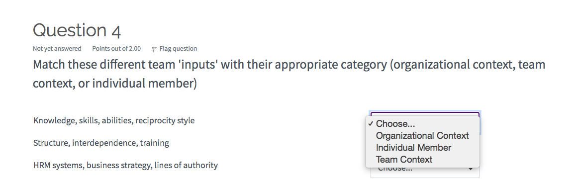 Solved Match these different team 'inputs' with their | Chegg.com