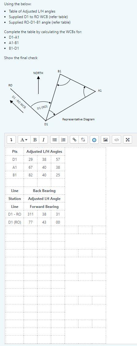 Solved Using the below: Table of Adjusted L/H angles • | Chegg.com