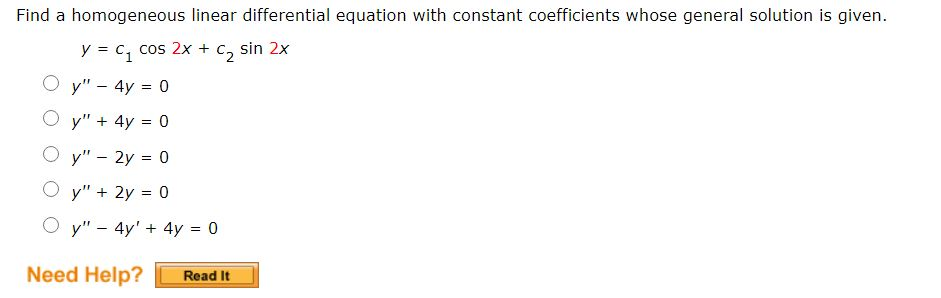 Solved C2 Find a homogeneous linear differential equation | Chegg.com