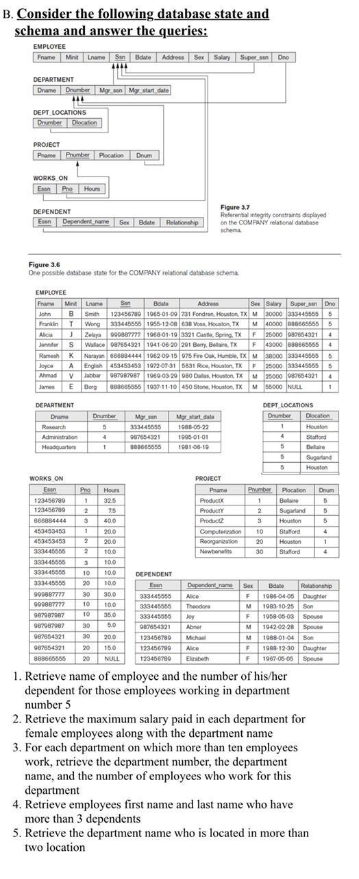 Solved B. Consider the following database state and schema | Chegg.com