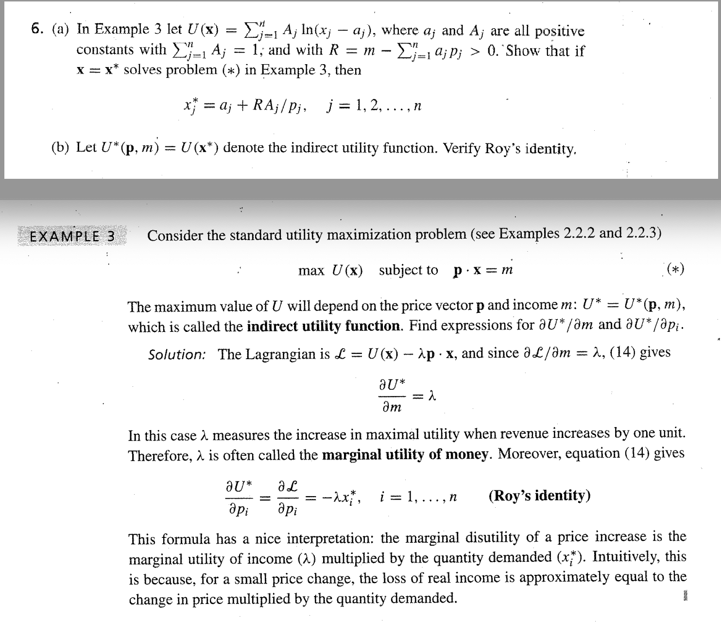 Solved EXAMPLE 3 ﻿Consider the standard utility maximization | Chegg.com