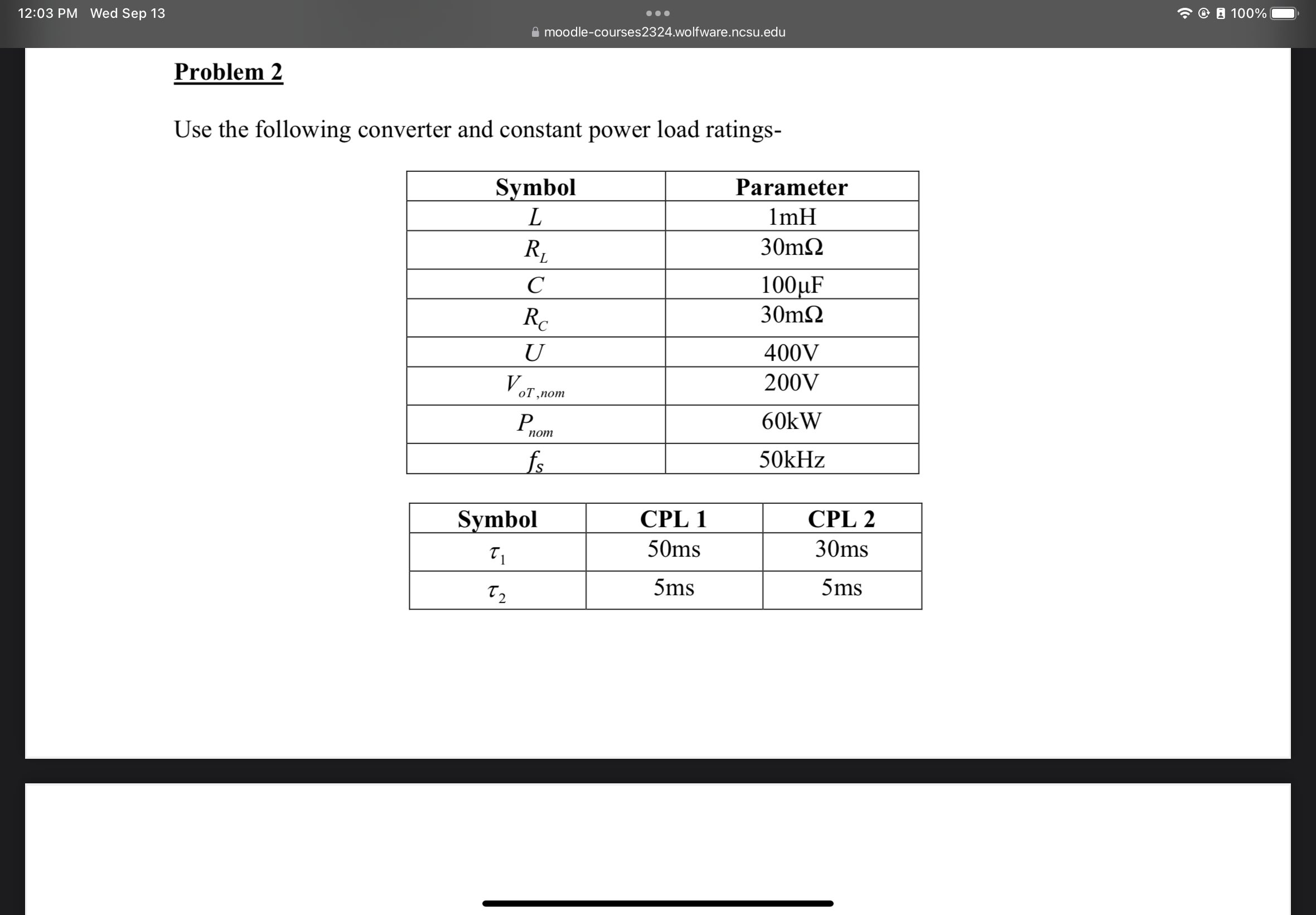 Use the following converter and constant power load | Chegg.com
