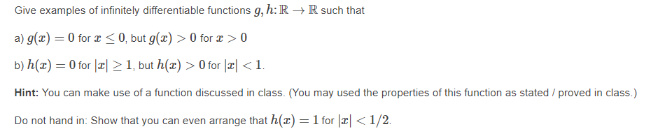 Solved Give examples of infinitely differentiable functions | Chegg.com