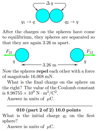 Solved 009 (part 1 of 2) 10.0 points Two identical small | Chegg.com