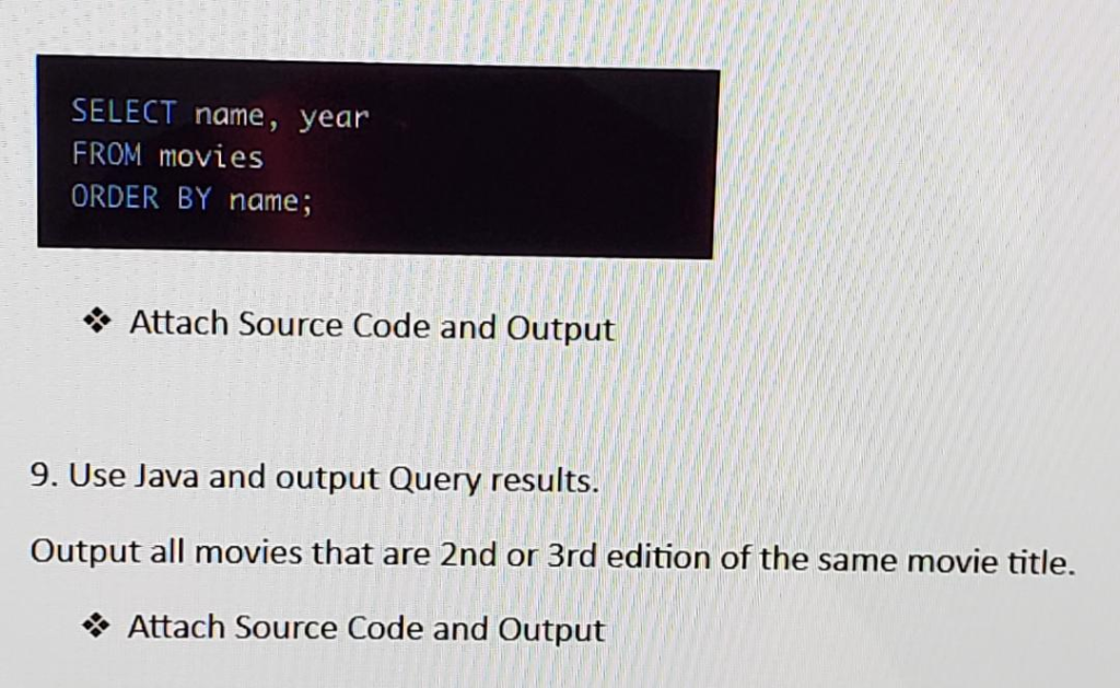 Execute SQL insertions and queries using Java. Create | Chegg.com