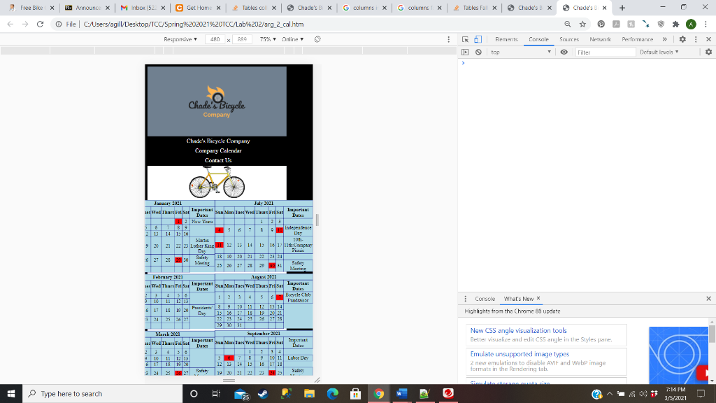 Solved CSS/HTML I am creating a calendar page for a simple | Chegg.com