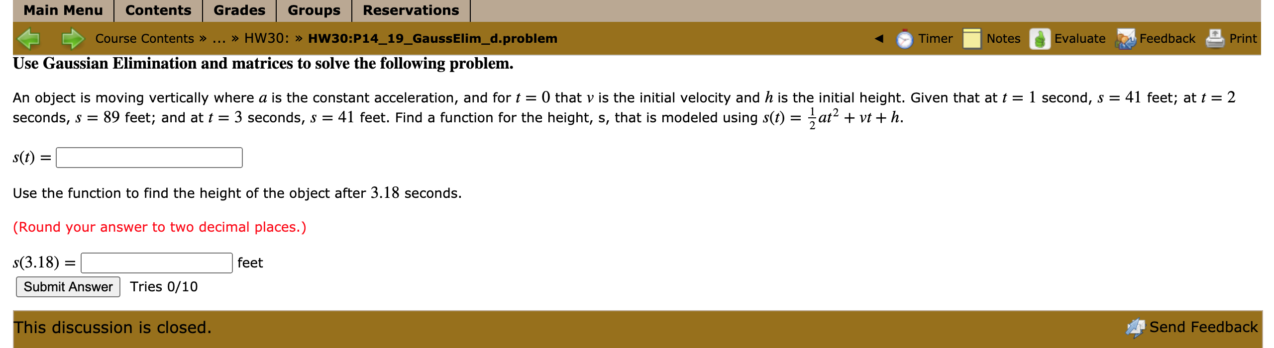 Solved Main Menu Contents Grades Groups Reservations Timer | Chegg.com