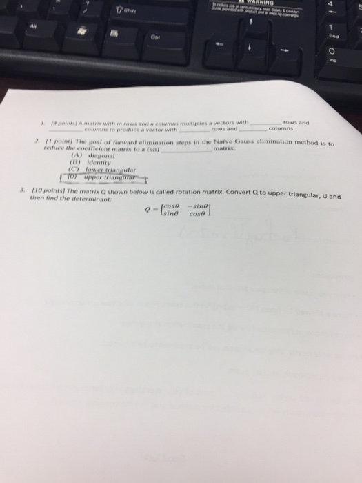 Solved points/A ma with m rows and n columns multiplies a | Chegg.com