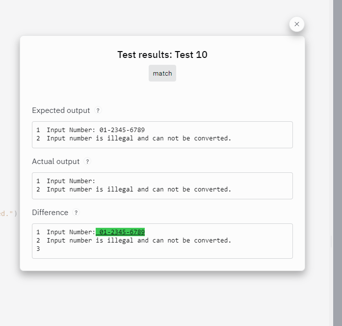 Solved EXAMPLE TESTS: How do I get the input number to | Chegg.com