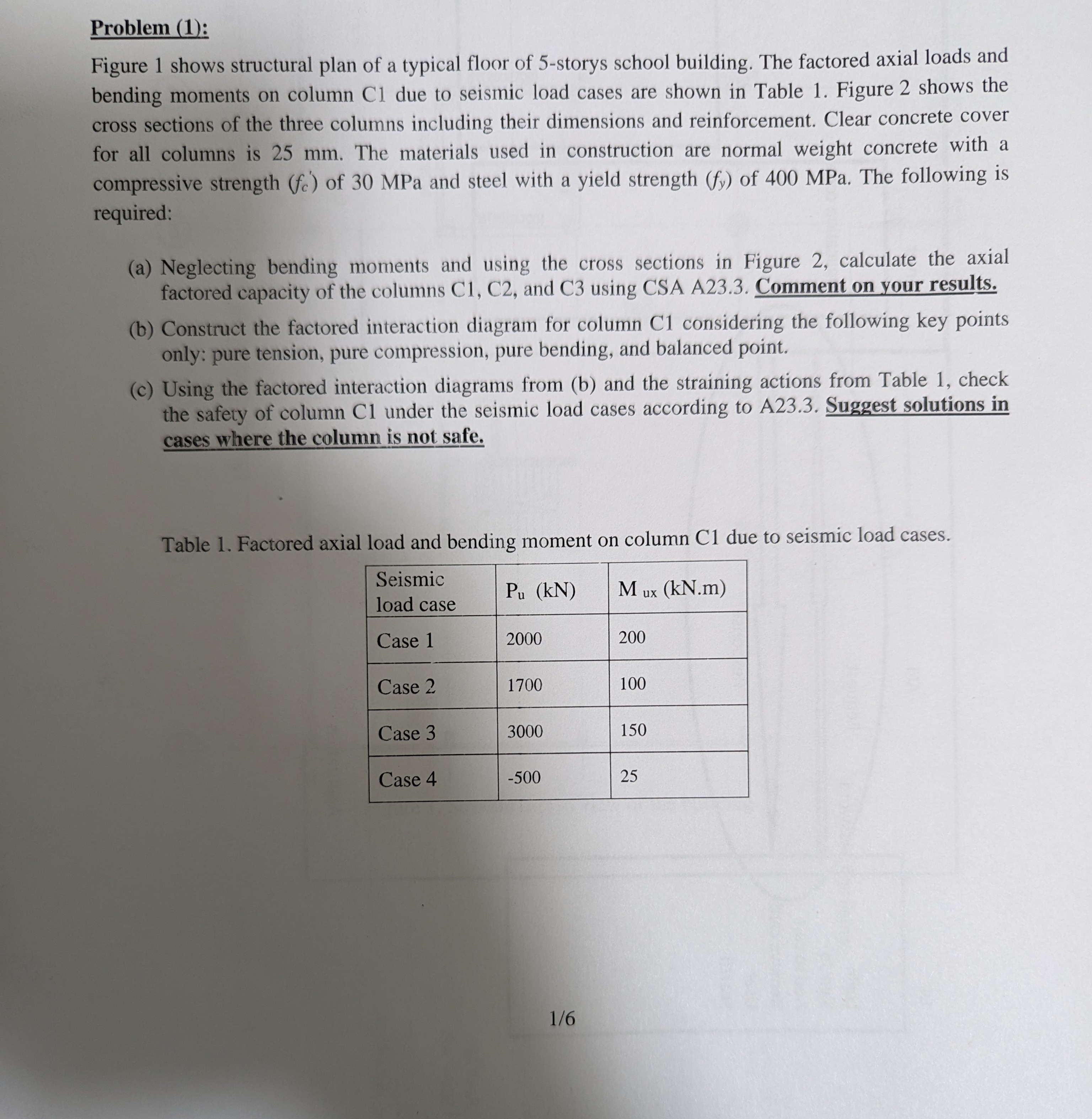 Problem (1): Figure 1 shows structural plan of a | Chegg.com