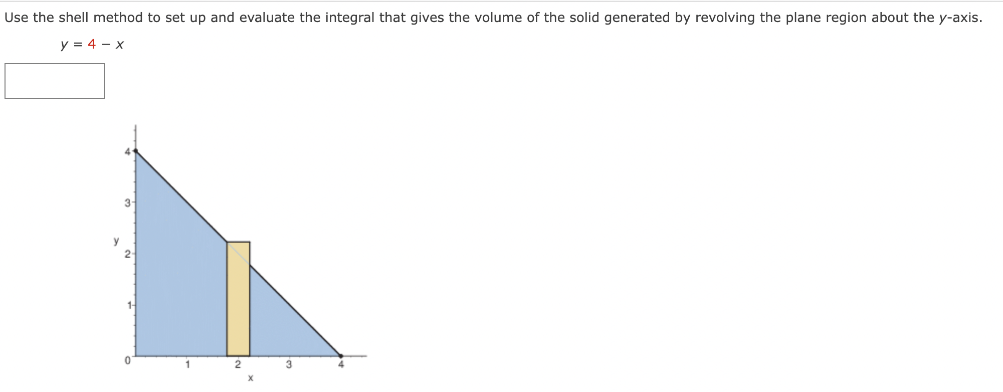 Solved y=4−xy=2π1e−x2/3 y=0 x=0 x=1 | Chegg.com