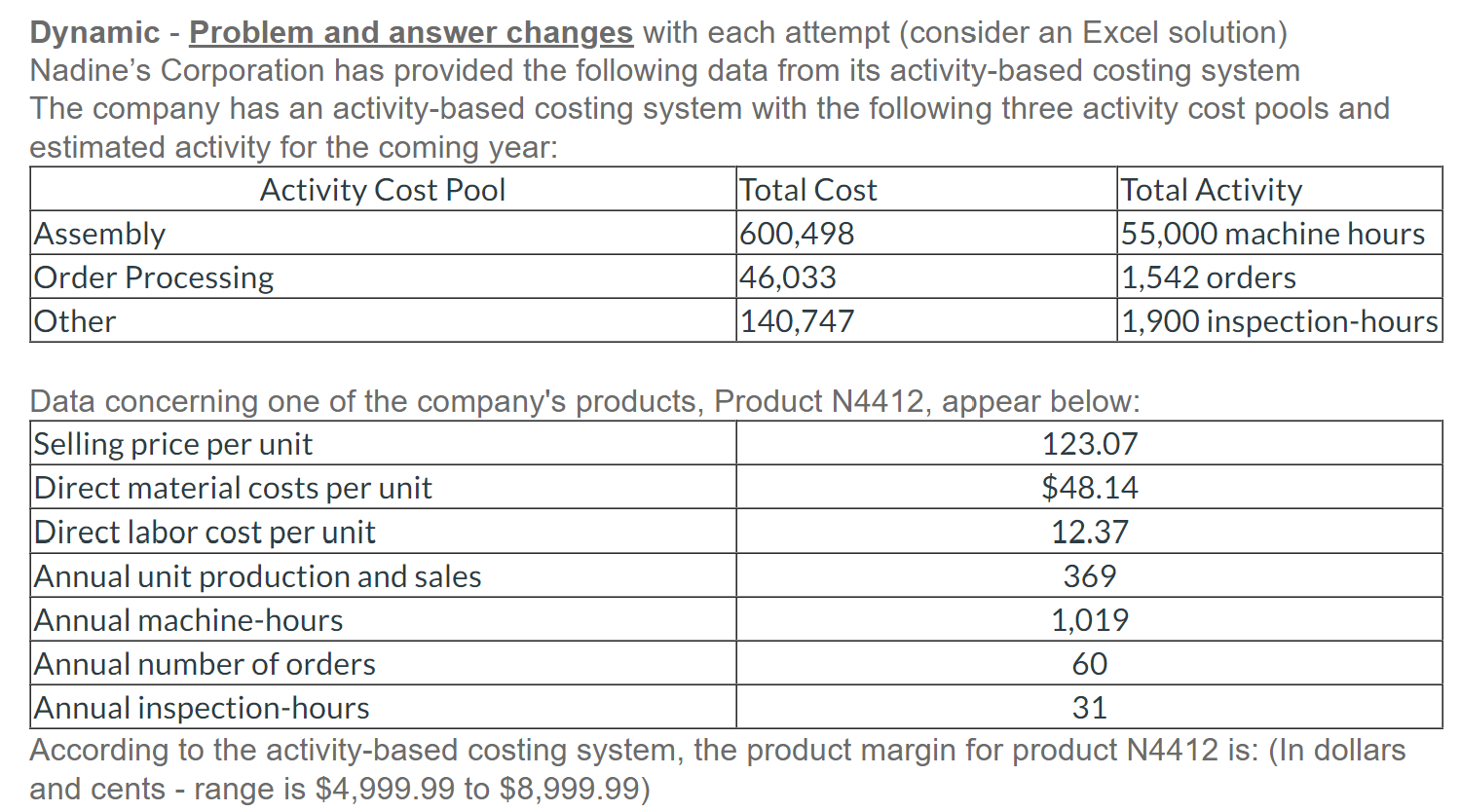 Solved Dynamic - Problem and answer changes with each | Chegg.com