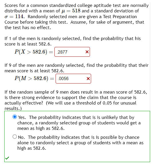 Solved Scores for a common standardized college aptitude | Chegg.com