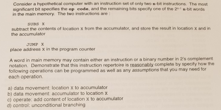 Solved Consider a hypothetical computer with an instruction | Chegg.com