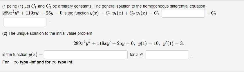 Solved (1 point) (1) Let C and C, be arbitrary constants. | Chegg.com
