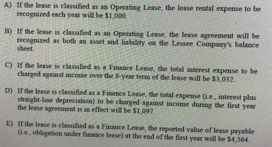 Solved 6) The Lessee Company signs a lease with the Lessor | Chegg.com