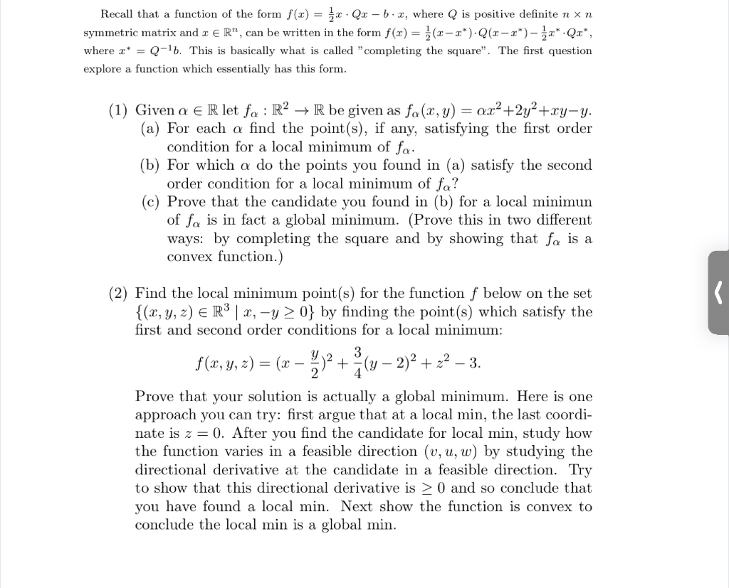 Solved Recall that a function of the form f(x) = {x • Qx – | Chegg.com