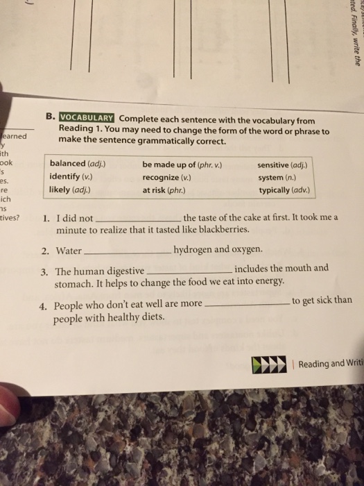 B. VOCABULARY Complete each sentence with the | Chegg.com