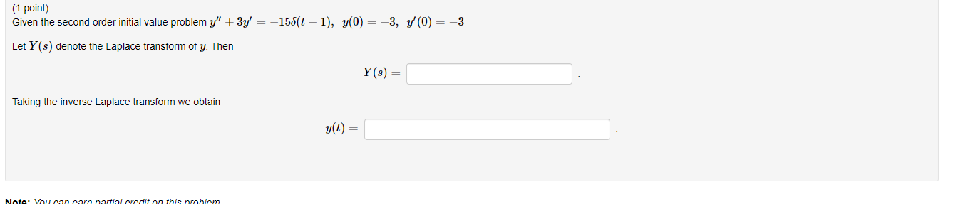 Solved (1 point) Given the second order initial value | Chegg.com