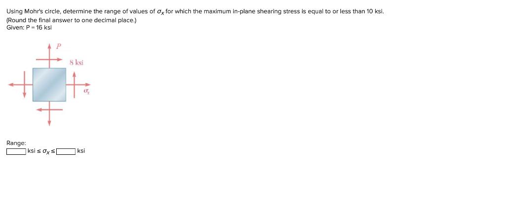 Solved Using Mohr's circle, determine the range of values of | Chegg.com Solved Using Mohr's circle, determine the range of values of | Chegg.com
