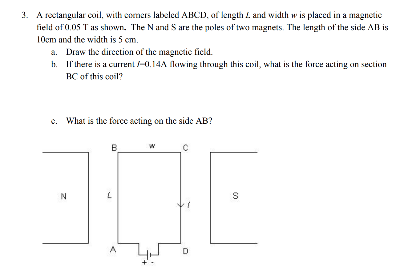 Solved A rectangular coil, with corners labeled ABCD, of | Chegg.com