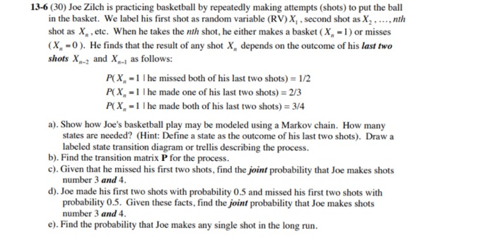 Solved 13-6 (30) Joe Zilch is practicing basketball by | Chegg.com