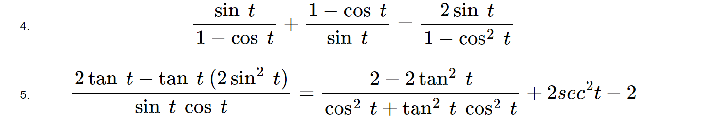 Solved 1−costsint+sint1−cost=1−cos2t2sintsintcost2tant−tant( | Chegg.com