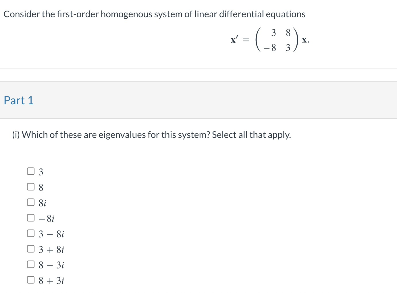 Solved Consider the first-order homogenous system of linear | Chegg.com