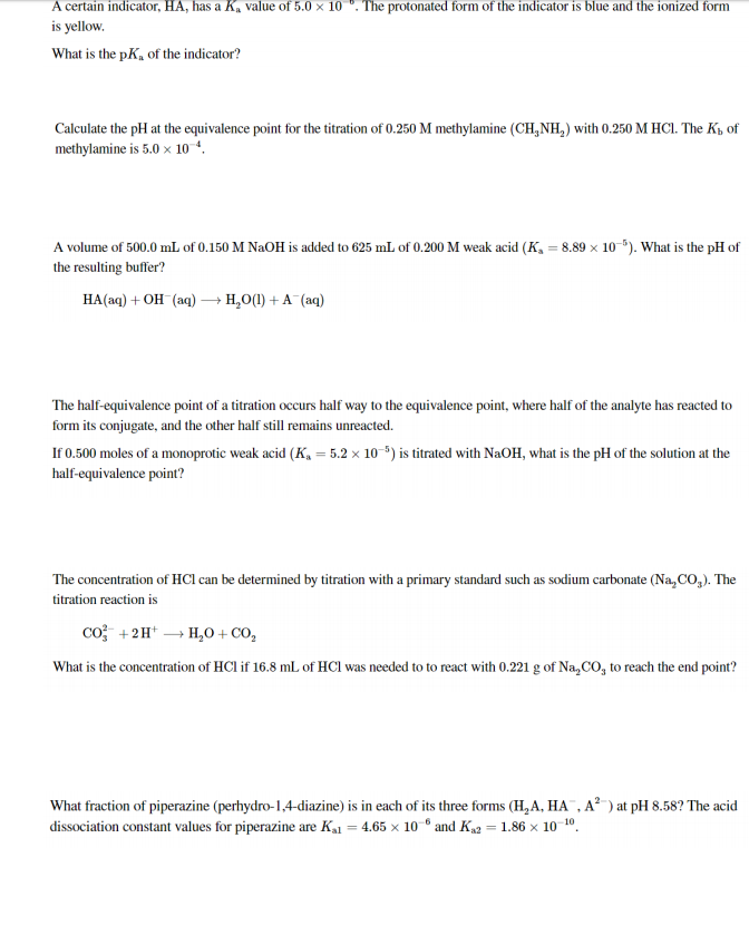 Solved . The protonated form of the indicator is blue and | Chegg.com