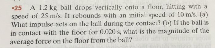 Solved 25 A 1.2 kg ball drops vertically onto a floor, | Chegg.com
