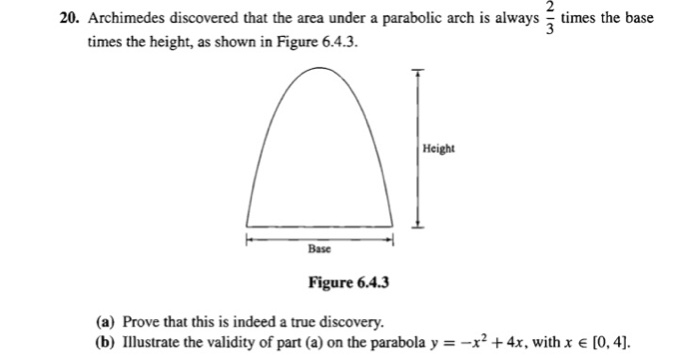 Solved Archimedes discovered that the area under a parabolic | Chegg.com