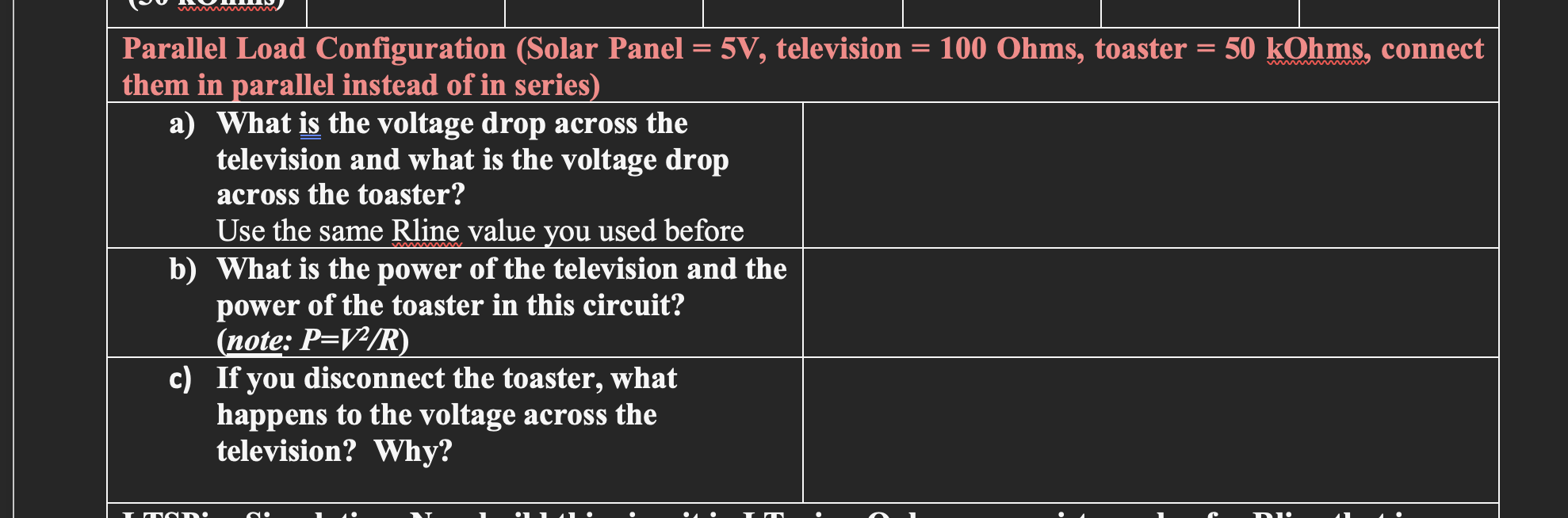 Solved Parallel Load Configuration (Solar Panel =5V, | Chegg.com