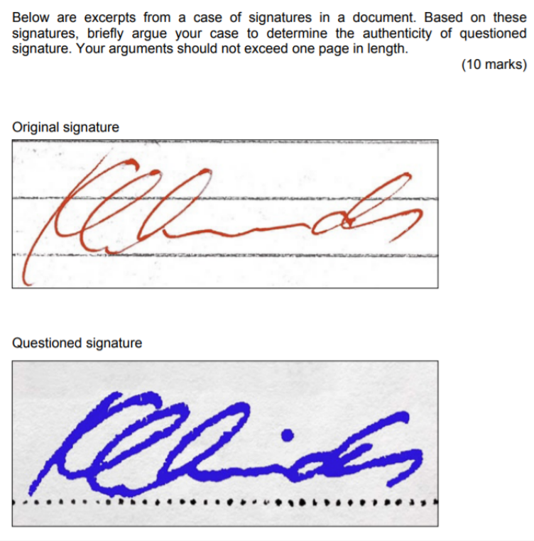 Below are excerpts from a case of signatures in a | Chegg.com
