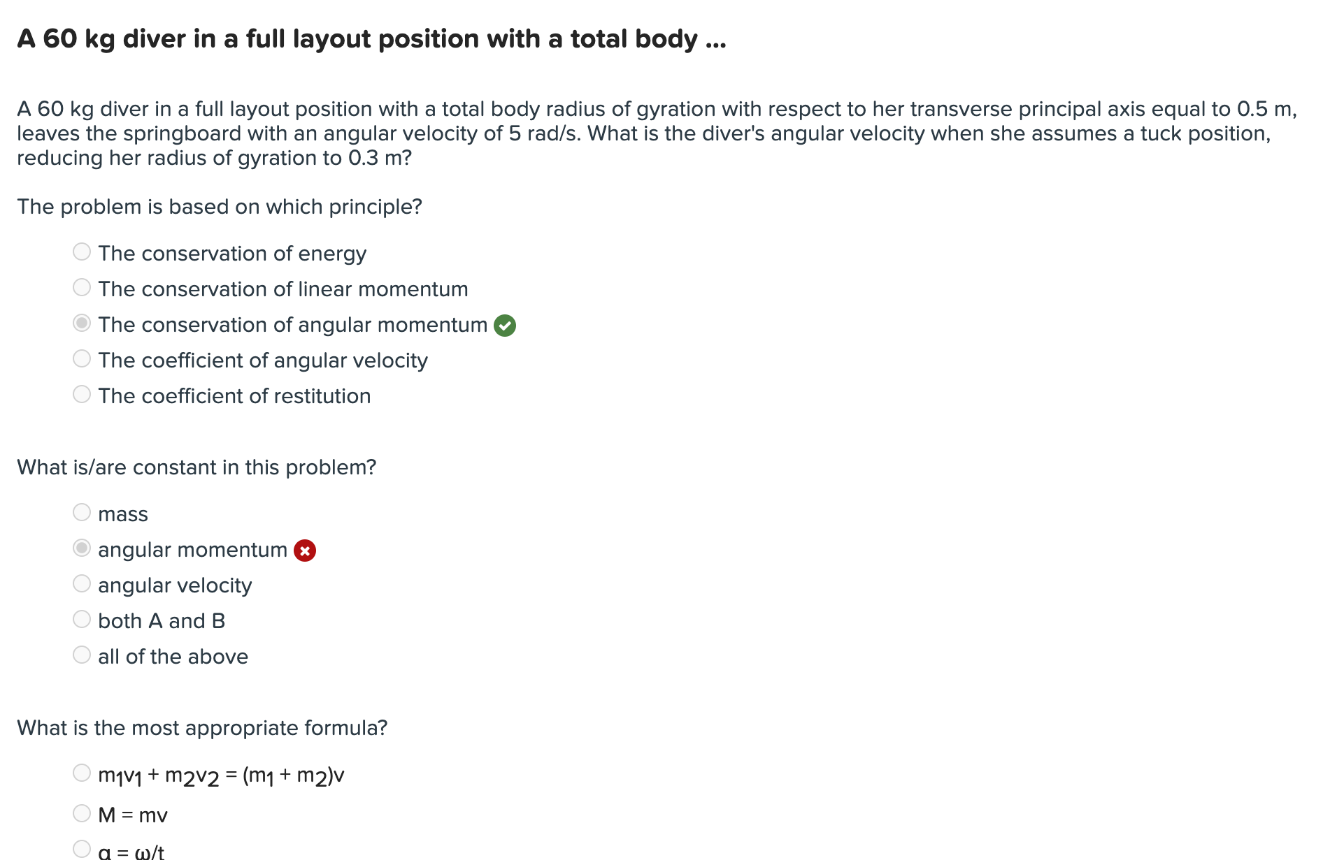 Solved A 60 kg diver in a full layout position with a total | Chegg.com