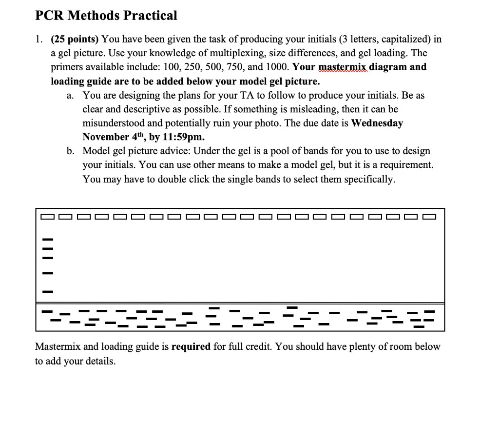 PCR Methods Practical 1. (25 points) You have been | Chegg.com