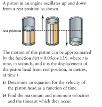 Solved A piston in an engine oscillates up and down from a | Chegg.com