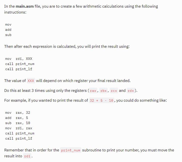 Solved Assembly Language main.asm %include | Chegg.com