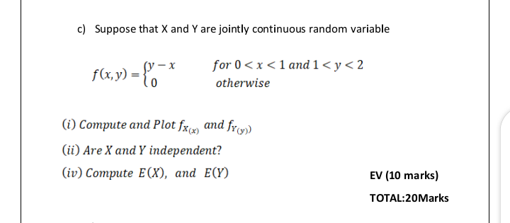 Solved c) Suppose that X and Y are jointly continuous random | Chegg.com