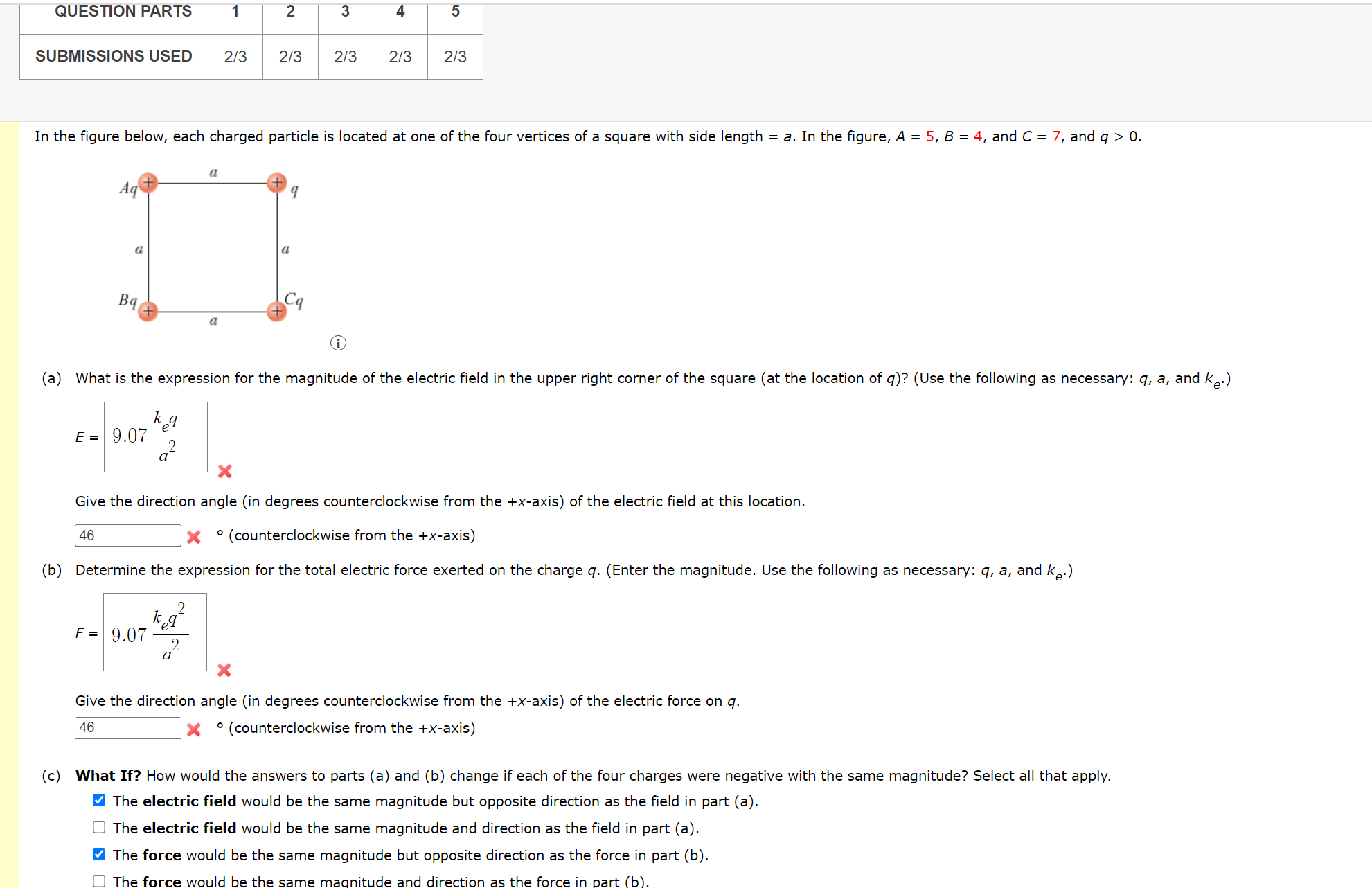 Solved In the figure below, each charged particle is located | Chegg.com
