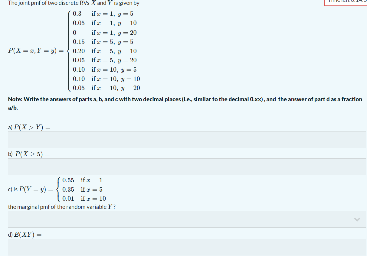 Solved The joint pmf of two discrete RVs X and Y is given by | Chegg.com