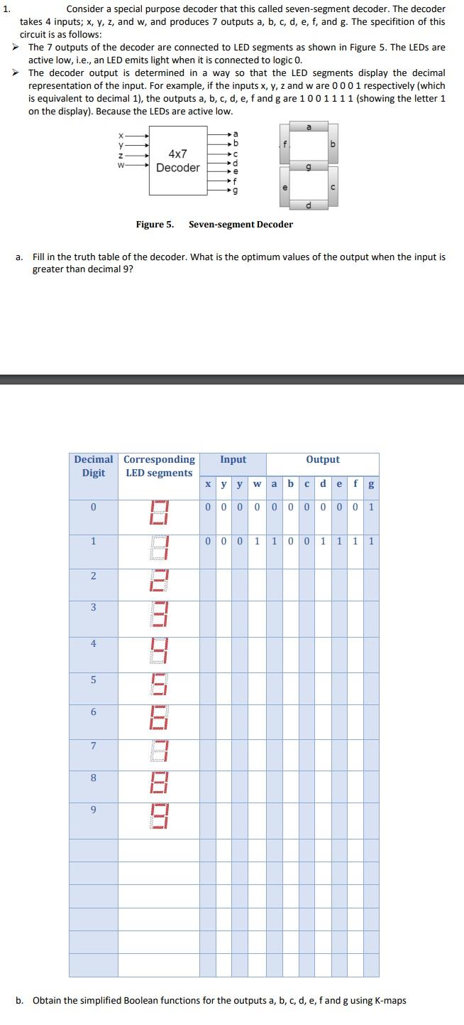 Solved 1. Consider a special purpose decoder that this | Chegg.com