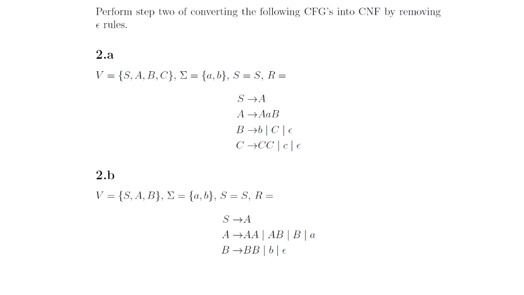 Solved Perform step one of converting the following CFG into | Chegg.com