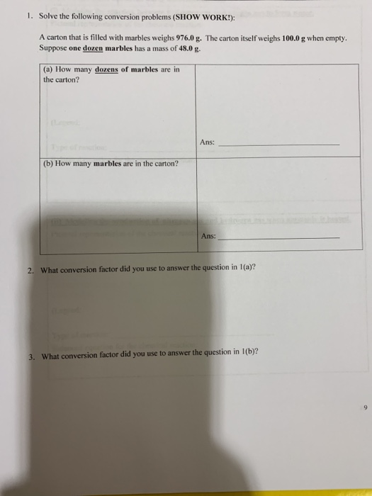 Solved 1. Solve the following conversion problems (SHOW | Chegg.com